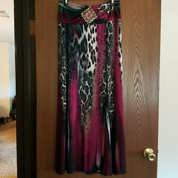 VENUS | Skirts | Venus Animal Print Jeweled Formal Full Maxi Skirt ...